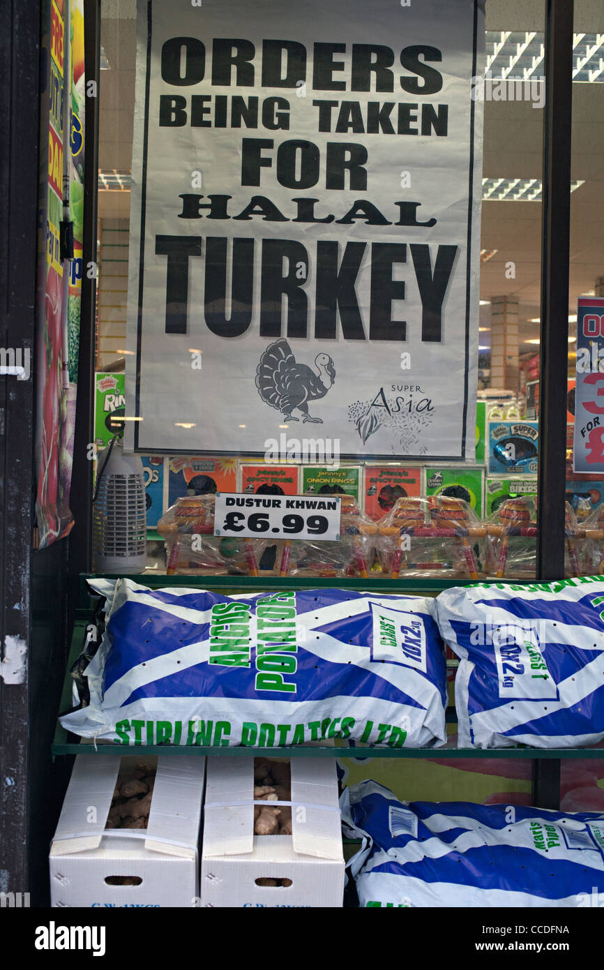 halal turkey advert scotland Stock Photo - Alamy
