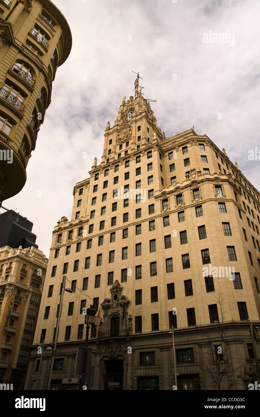 Telefonica Building, Gran Via, Madrid, Spain Stock Photo - Alamy