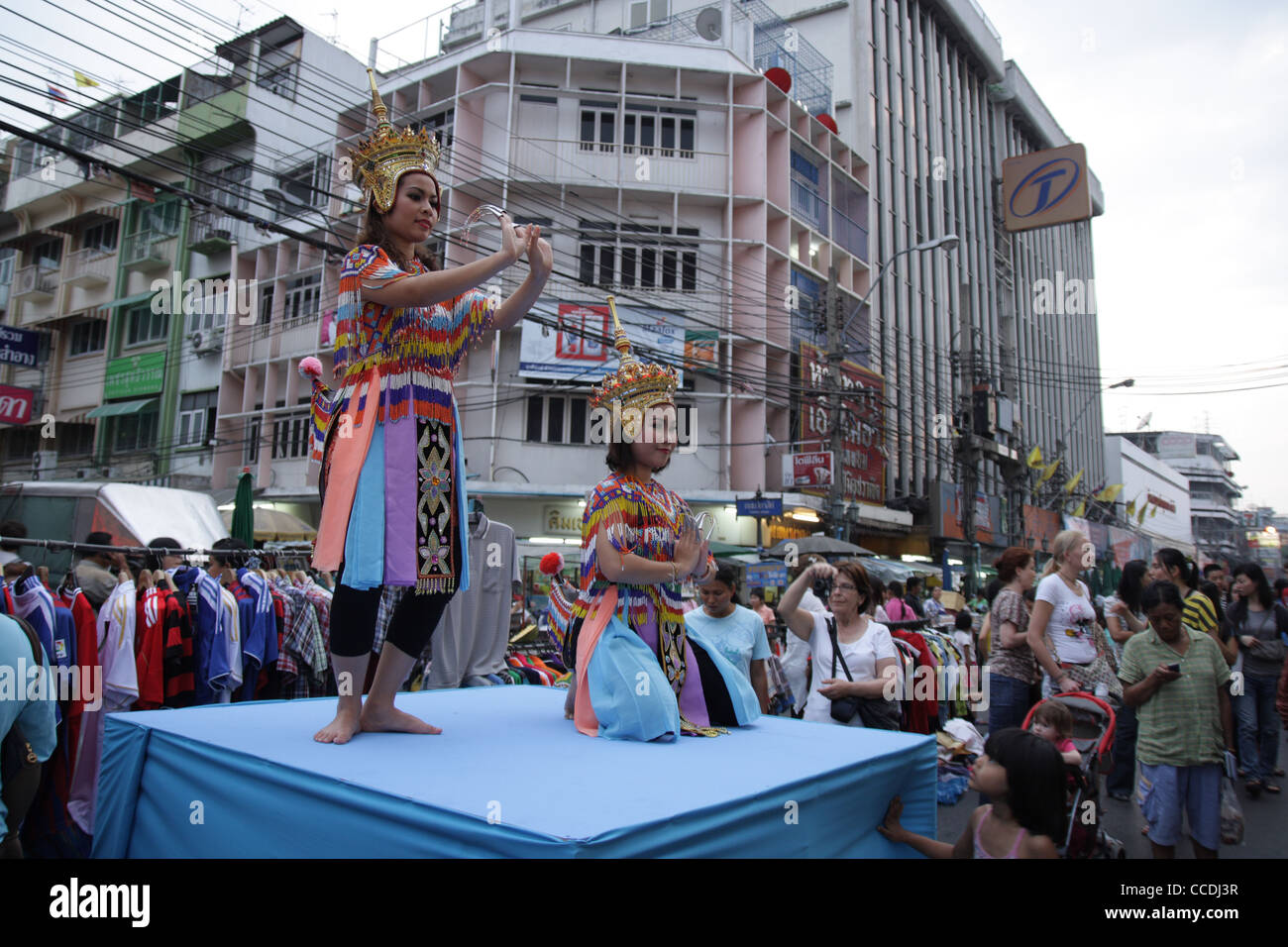 Thai traditional fancy dress on street , Christmas festival in Bangkok ...