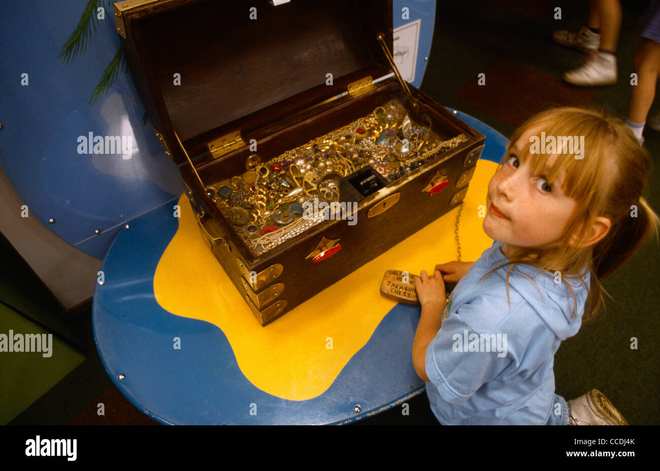 Techniquest Cardiff Science Park Child & Treasure Chest Stock Photo - Alamy