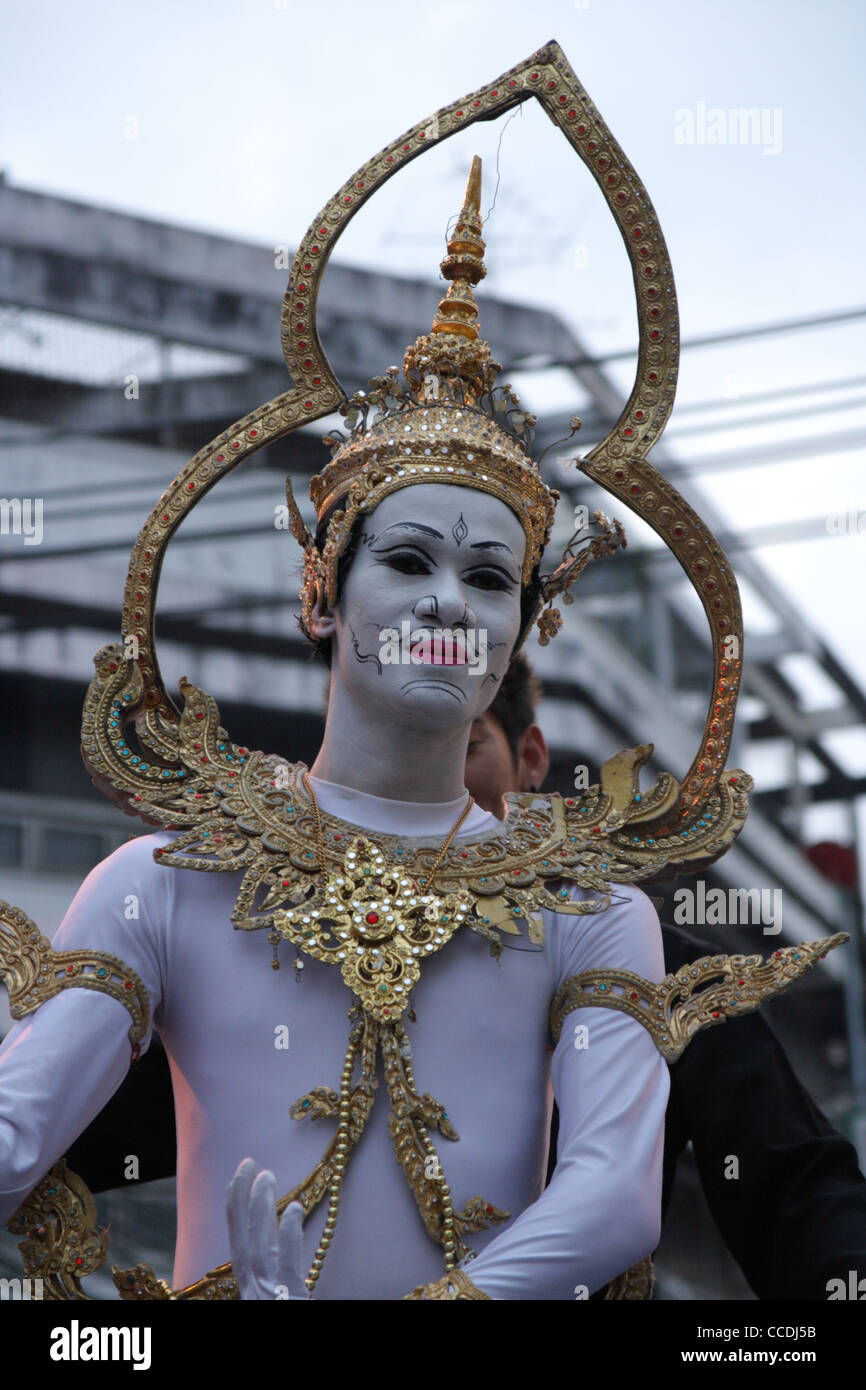 Thai traditional fancy dress on street , Christmas festival in Bangkok ...