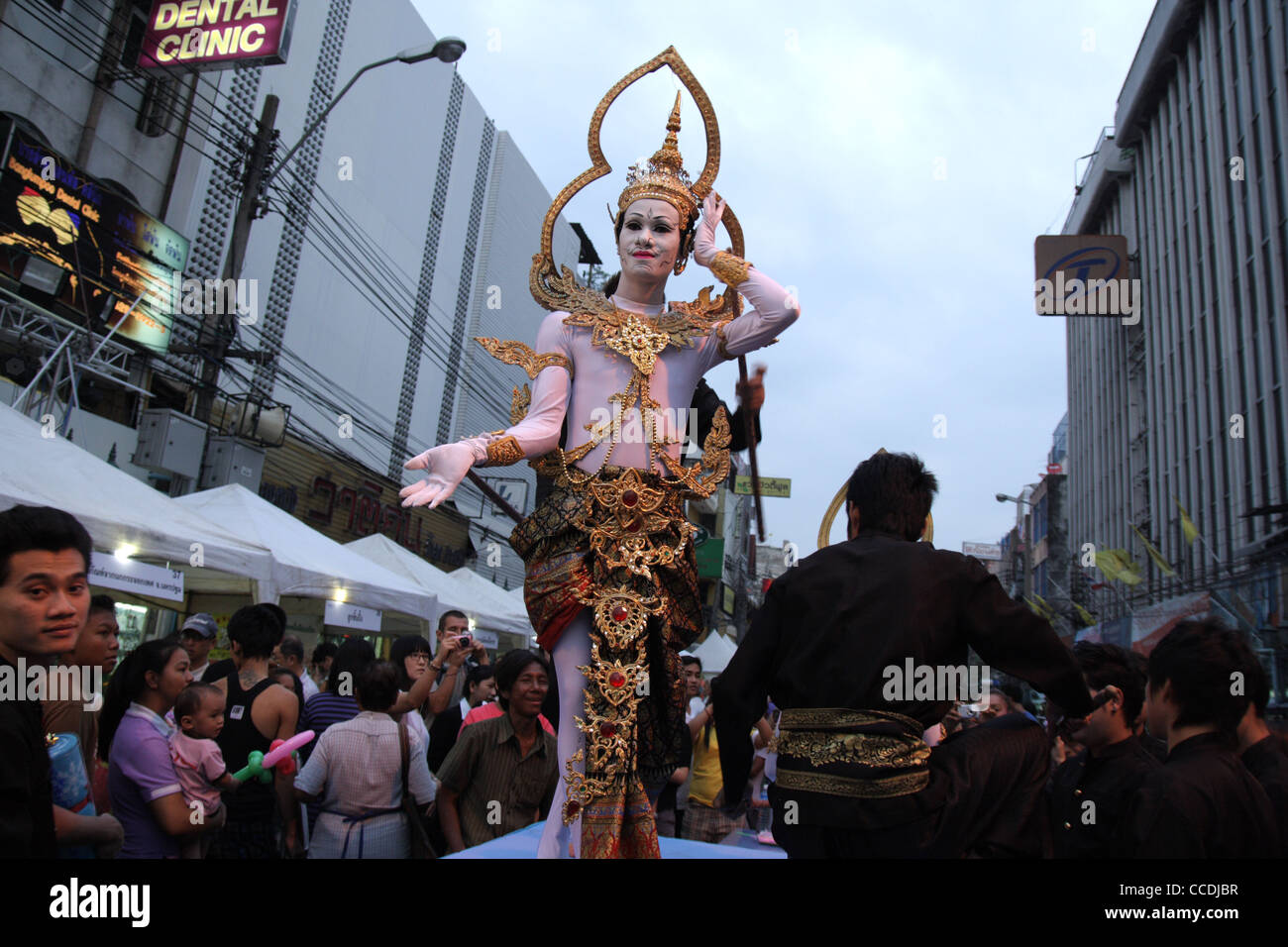 Thai traditional fancy dress on street , Christmas festival in Bangkok ...