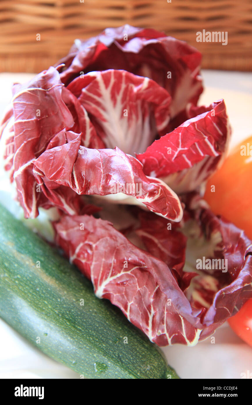 Details of red cabbage and zucchini Stock Photo - Alamy