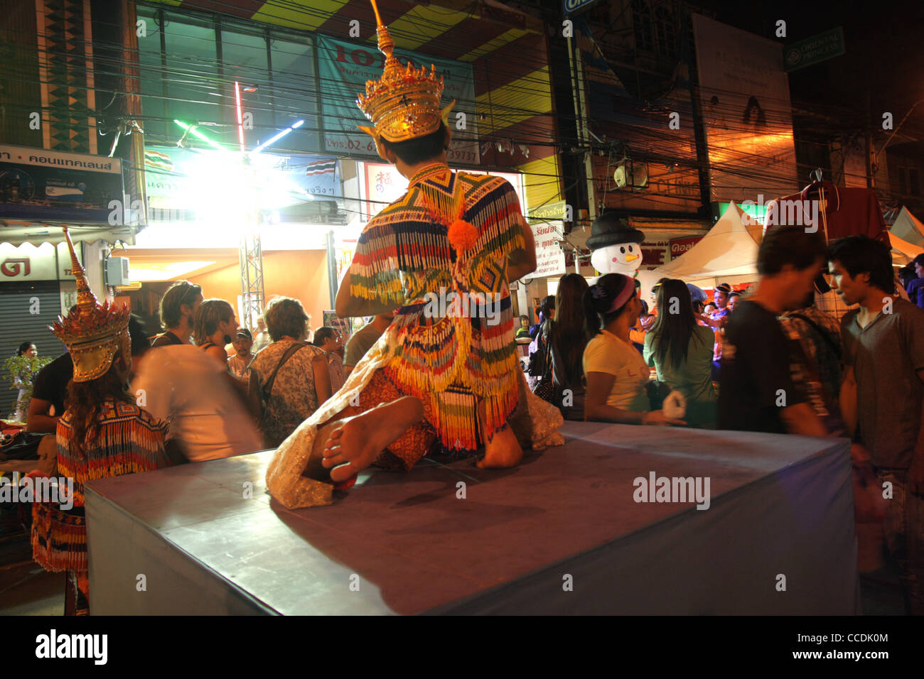 Thai traditional fancy dress on street , Christmas festival in Bangkok ...