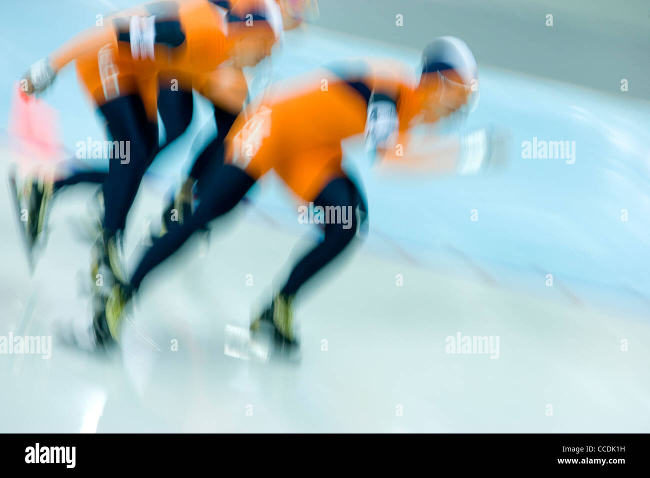 Action of speed skaters in team pursuit Stock Photo - Alamy
