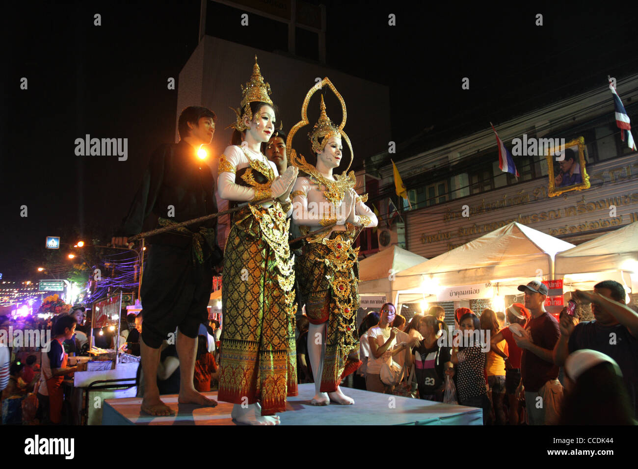 Thai traditional fancy dress on street , Christmas festival in Bangkok ...