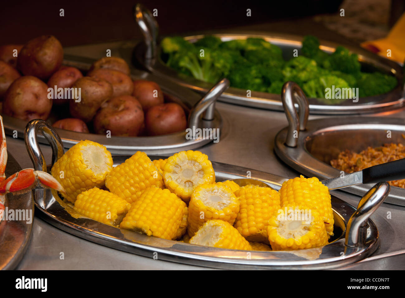 Corn on the cob, potatoes, and broccoli are a few of the vegetable ...