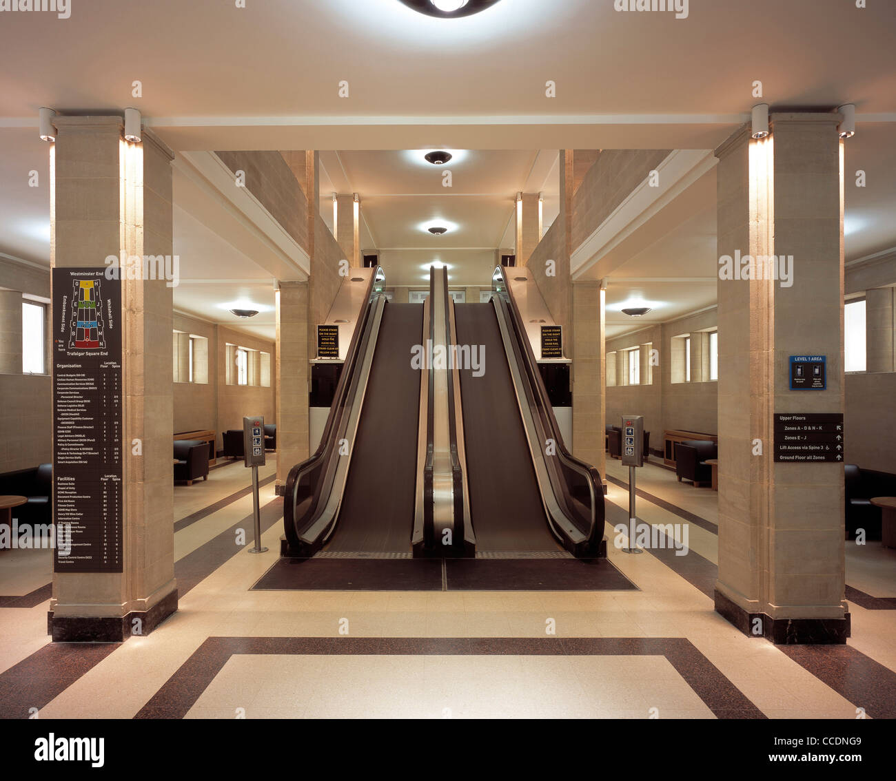 MINISTRY OF DEFENCE - MOD MAIN ENTRANCE ESCALATOR Stock Photo - Alamy