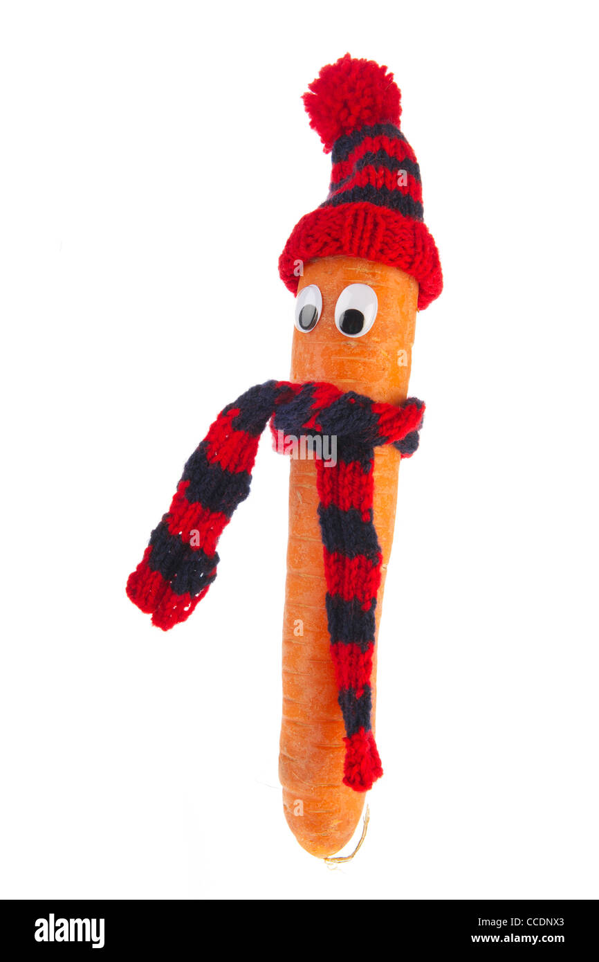 Winter carrot dressed for extreme cold weather Stock Photo - Alamy