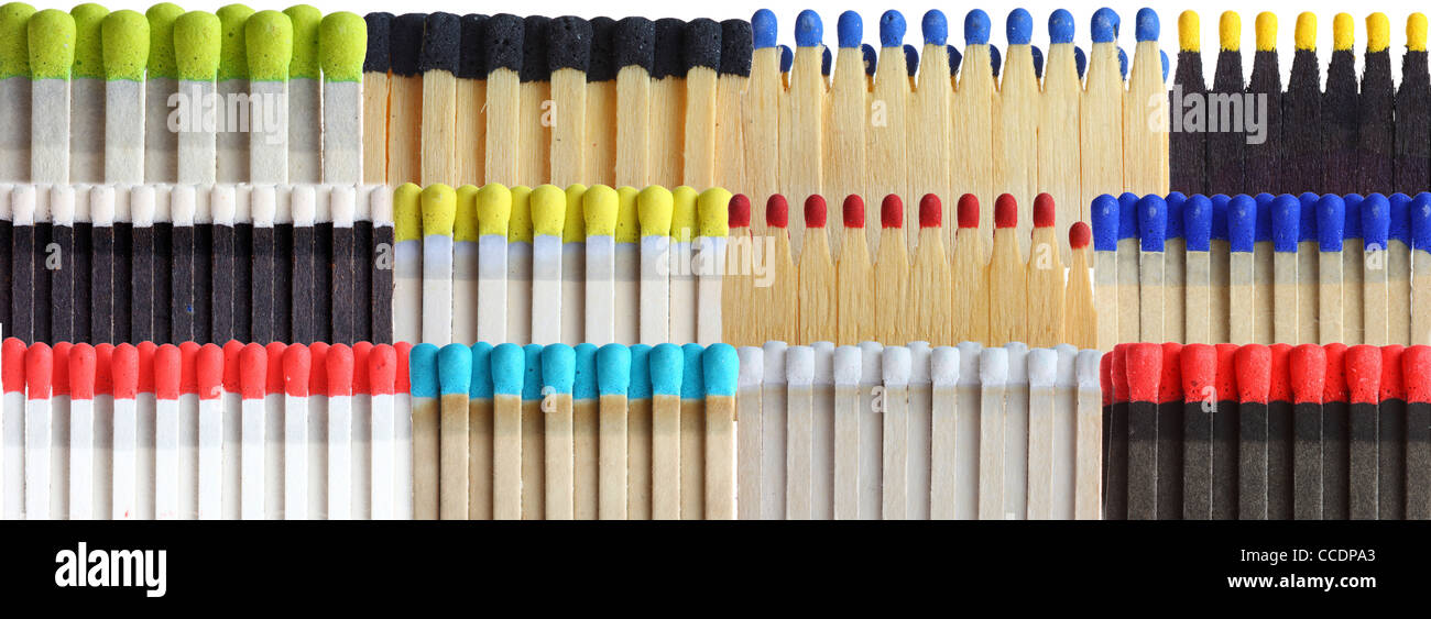 Matches, different colors and different sizes, forms, designs Stock ...