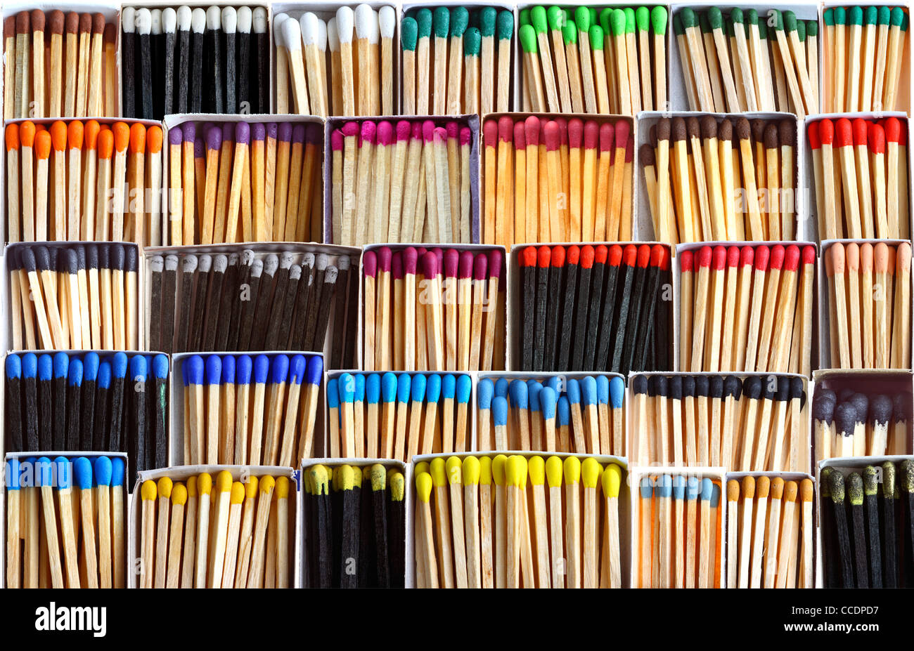 Matches, different colors and different sizes, forms, designs Stock ...