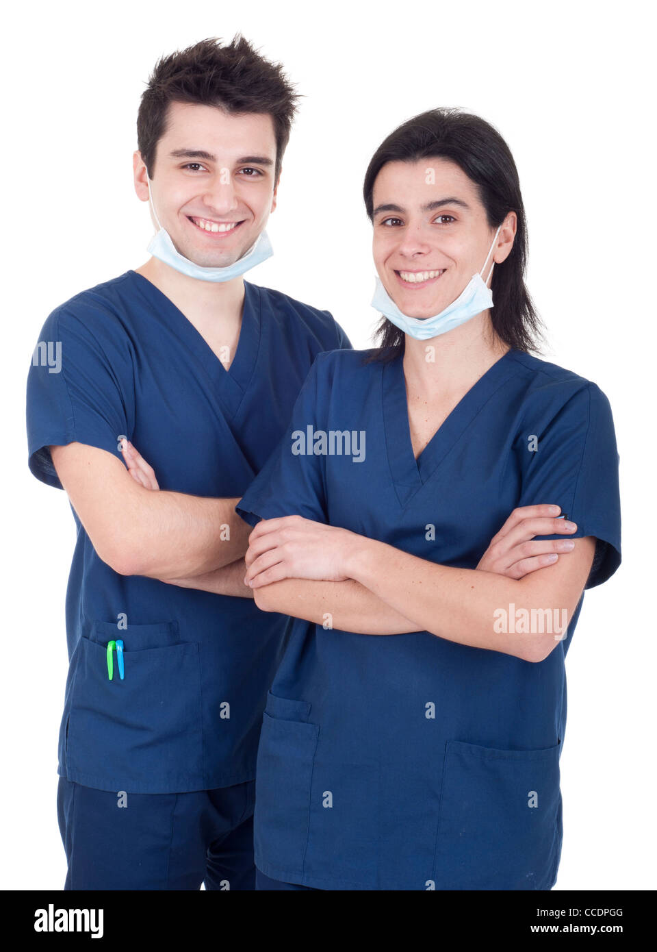Two doctors wearing blue surgical hi-res stock photography and images ...