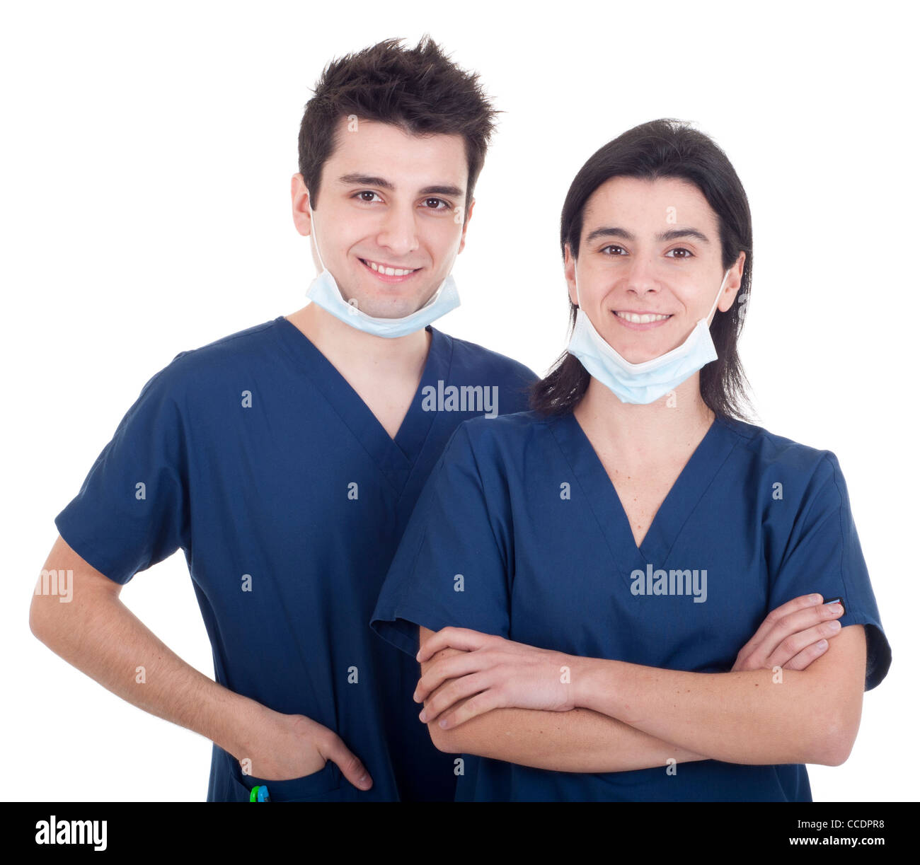 Two doctors wearing blue surgical hi-res stock photography and images ...