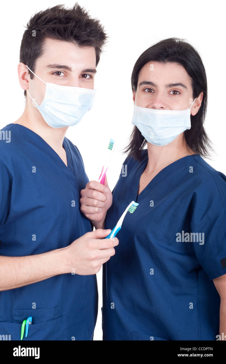 Doctors team with toothbrush Stock Photo - Alamy