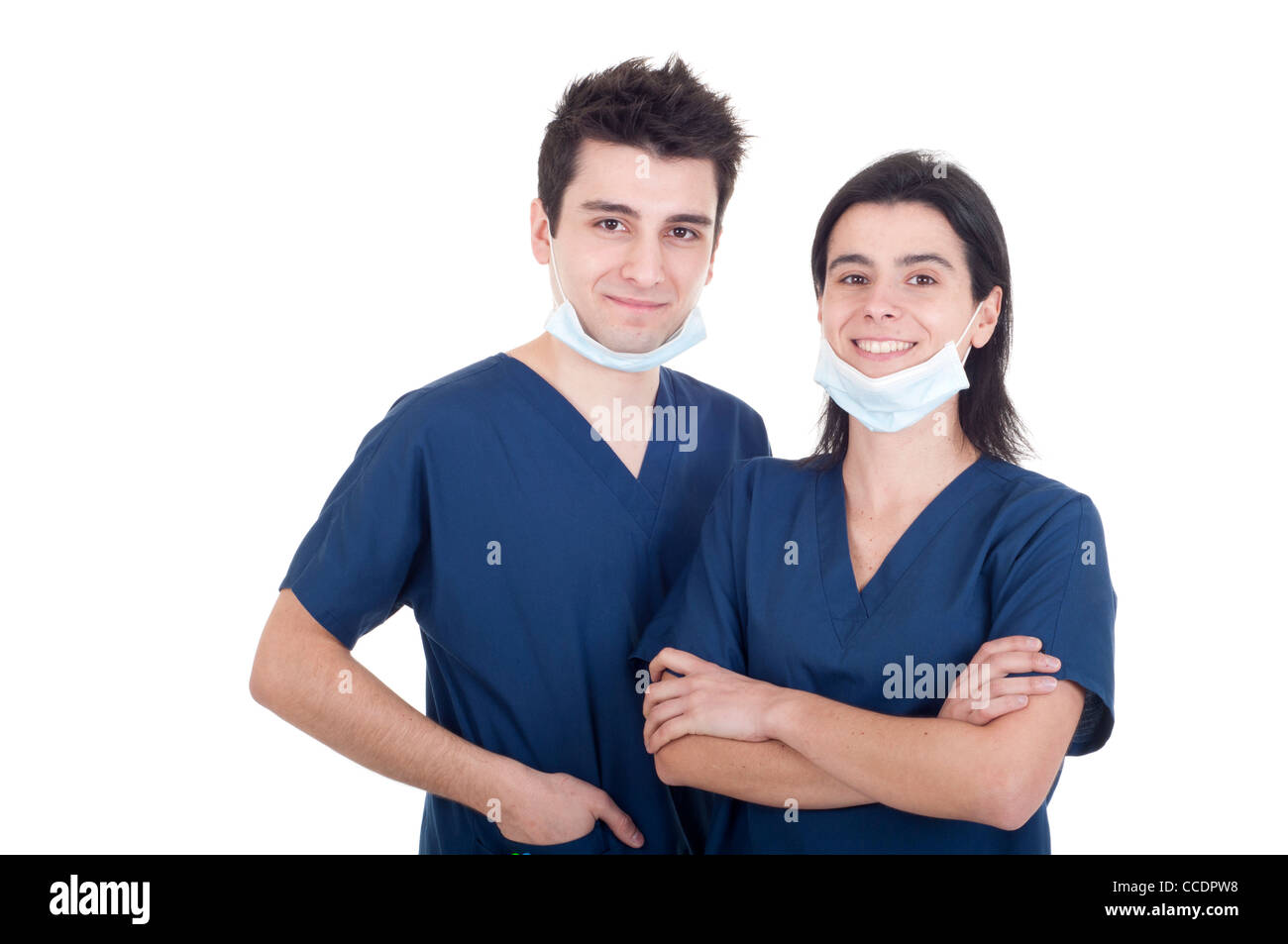 Two doctors wearing blue surgical hi-res stock photography and images ...