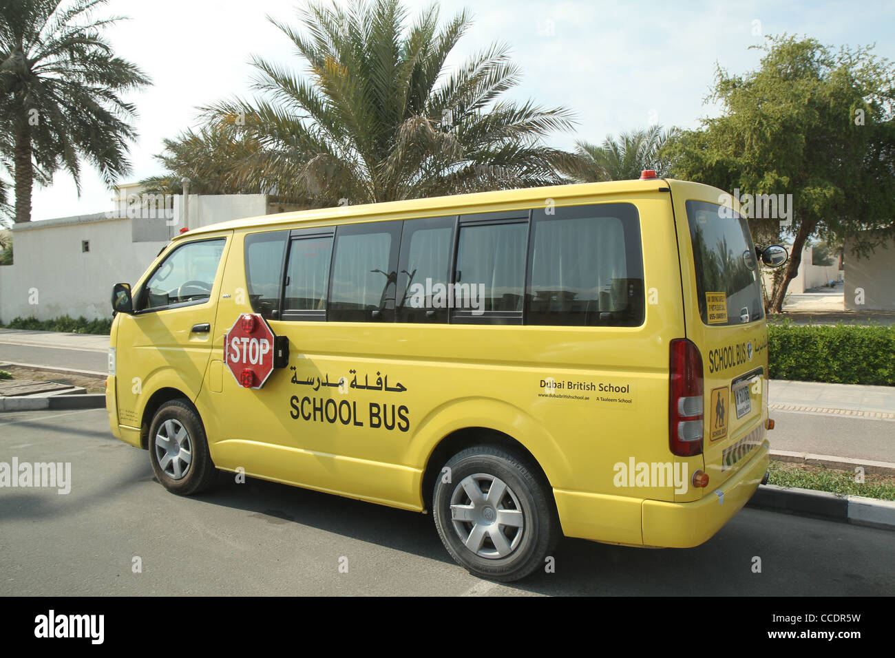A schoolbus in Dubai, UAE Stock Photo - Alamy