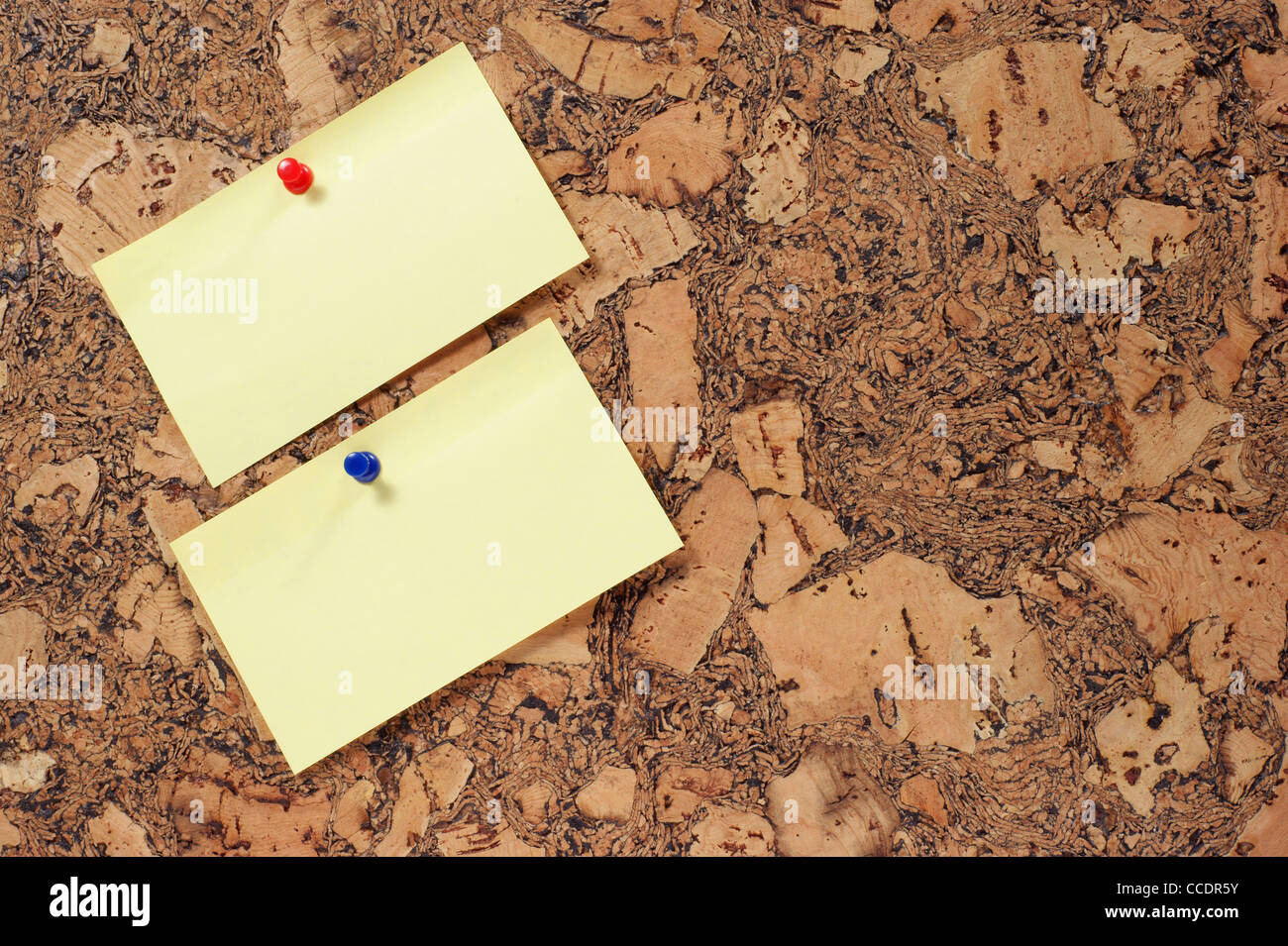 paper clip and push pin on cork noticeboard Stock Photo - Alamy