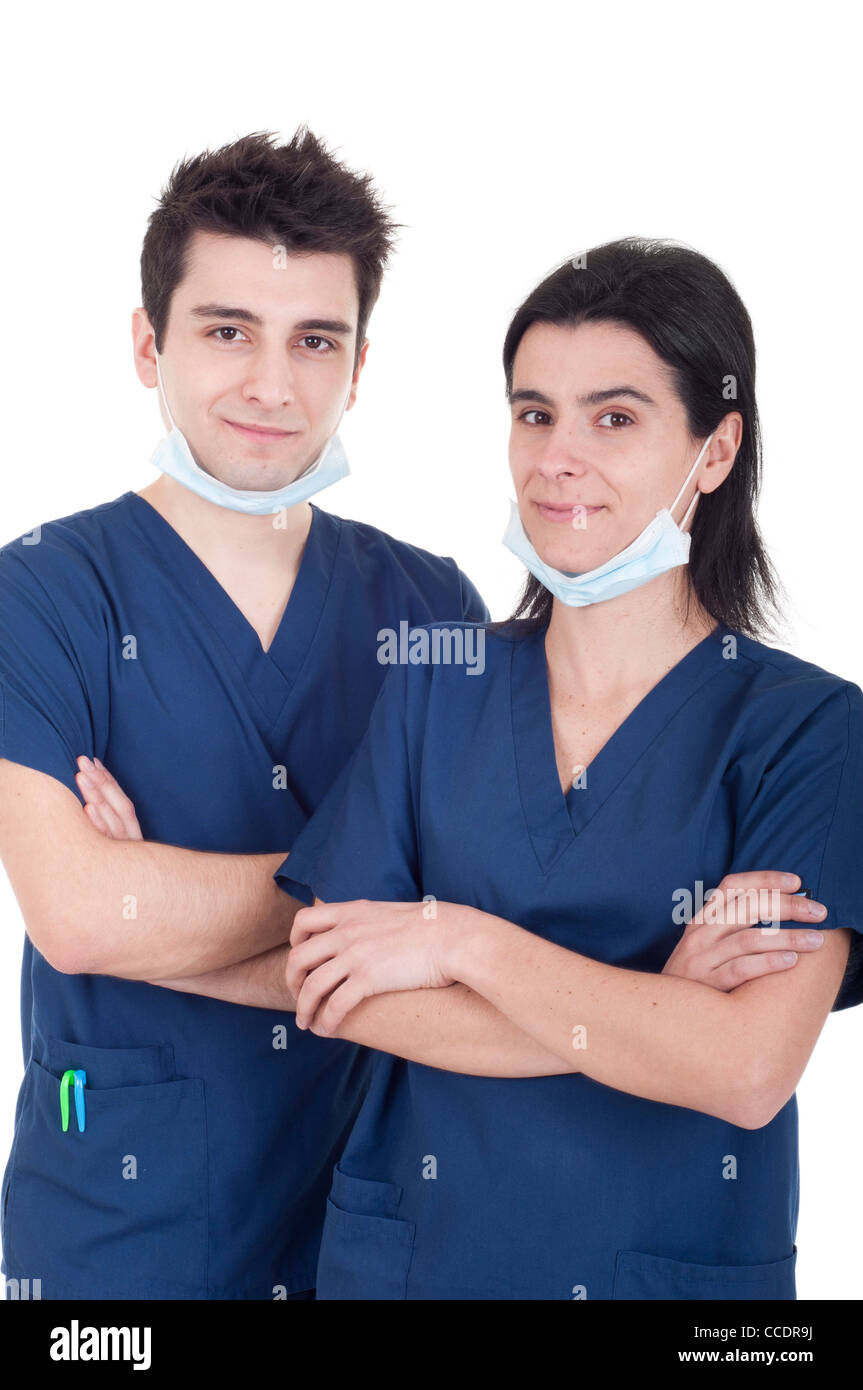 Two doctors wearing blue surgical hi-res stock photography and images ...