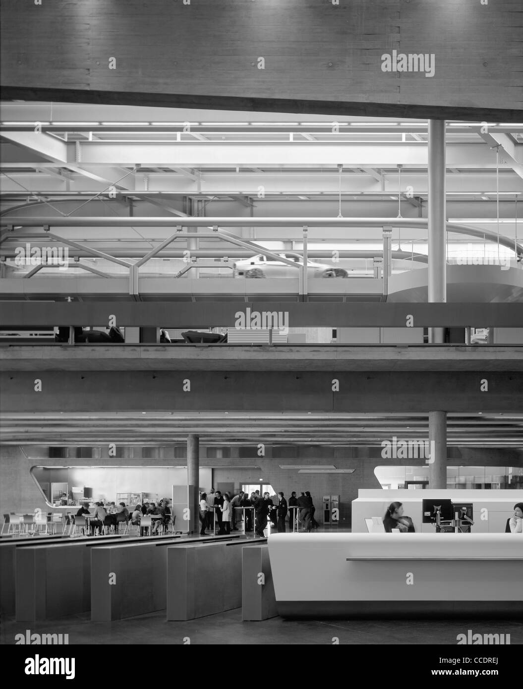 BMW PLANT LEIPZIG CENTRAL BUILDING RECEPTION DESK AND CAFE Stock Photo ...