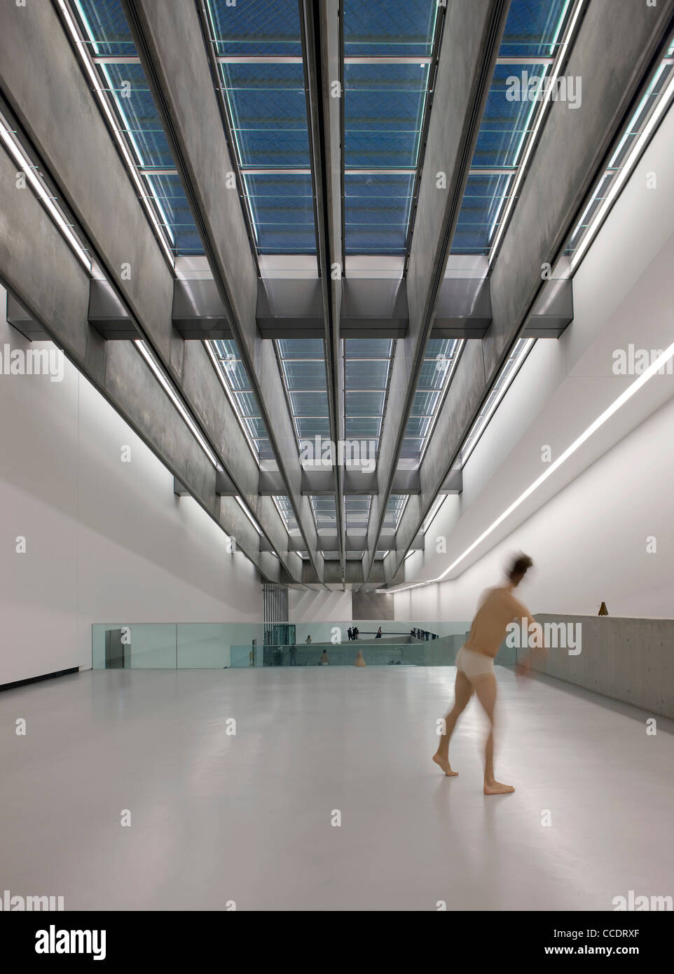 A view showing the roof design flowing over the different levels of ...