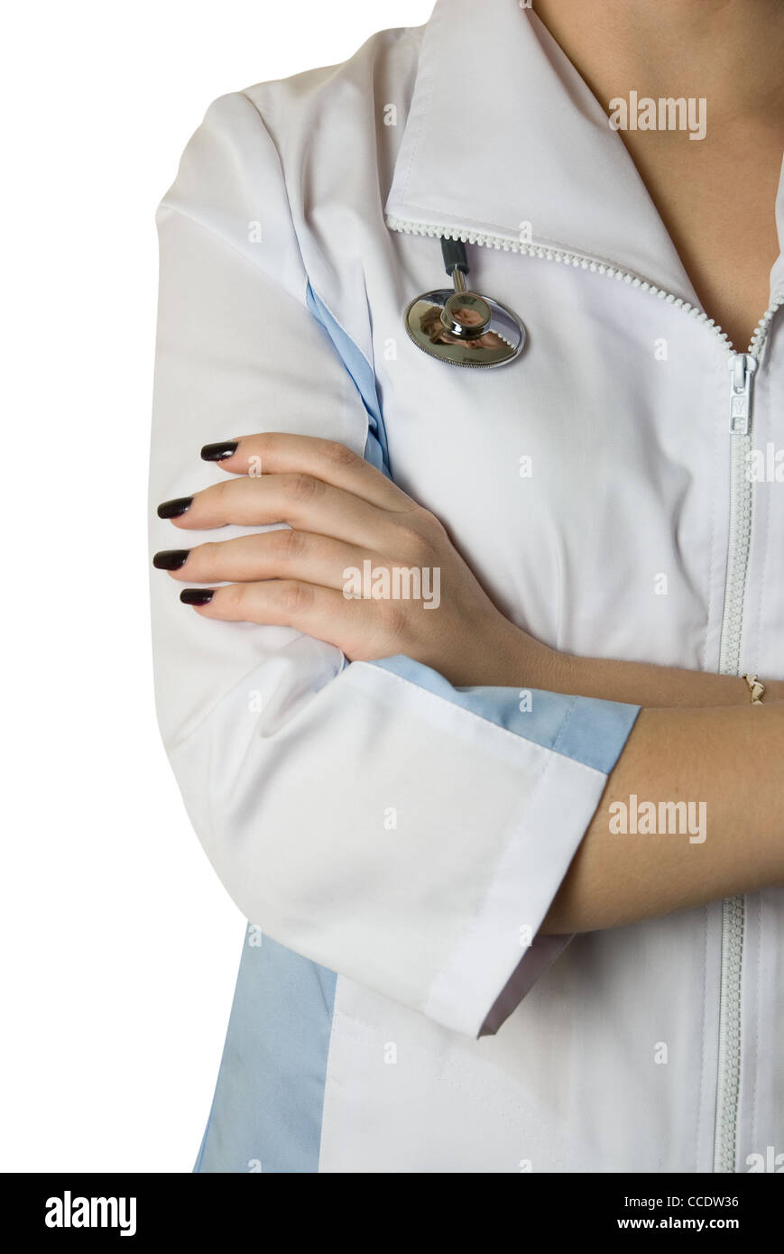 female doctor with stethoscope isolated on white Stock Photo - Alamy