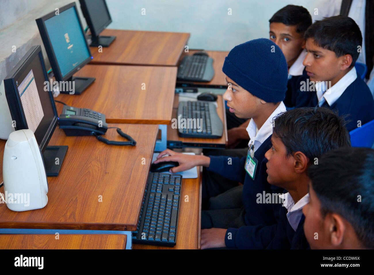 Students in a Government school computer room, Murree, Punjab Province ...