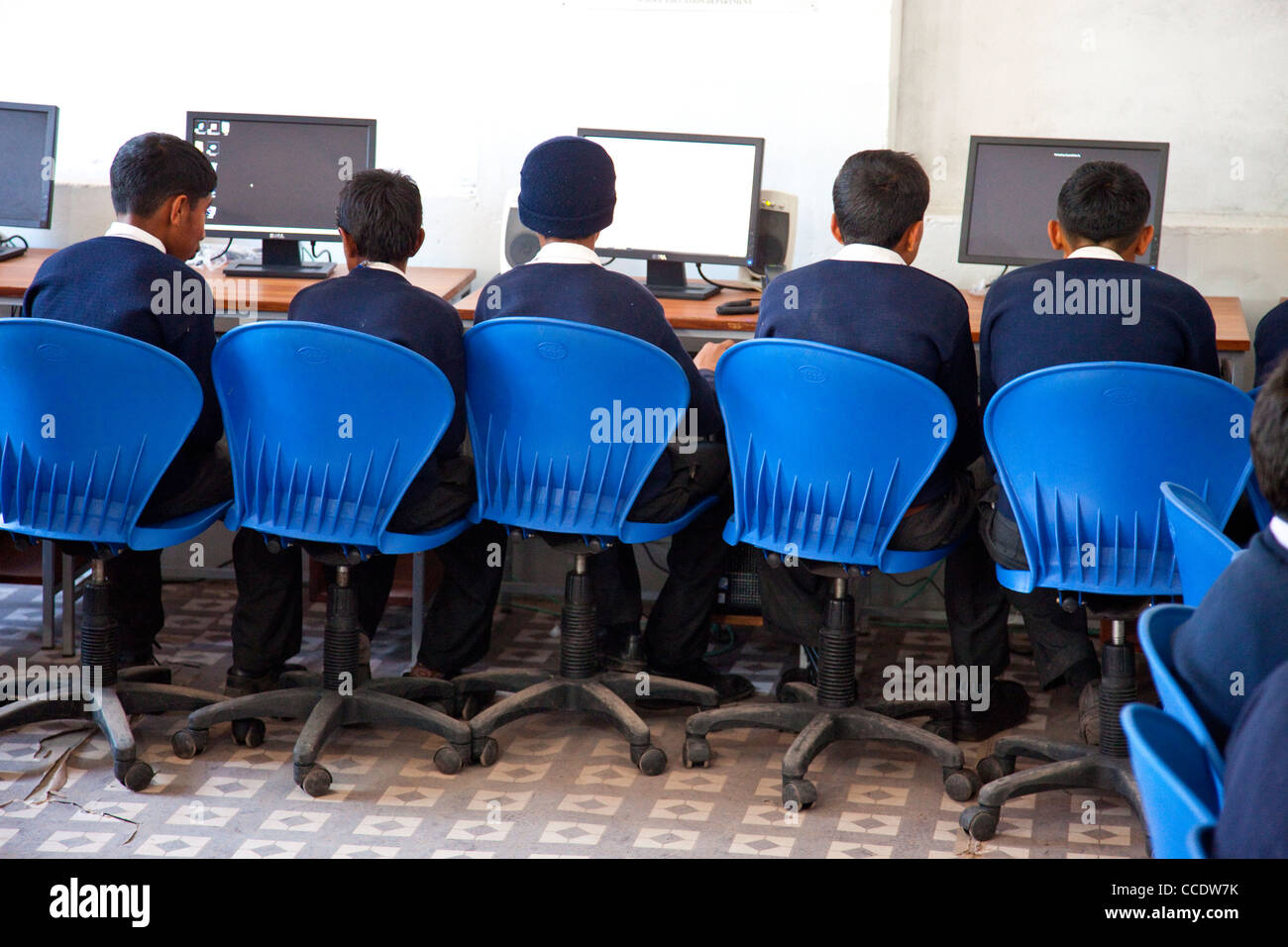 Students in a Government school computer room, Murree, Punjab Province ...