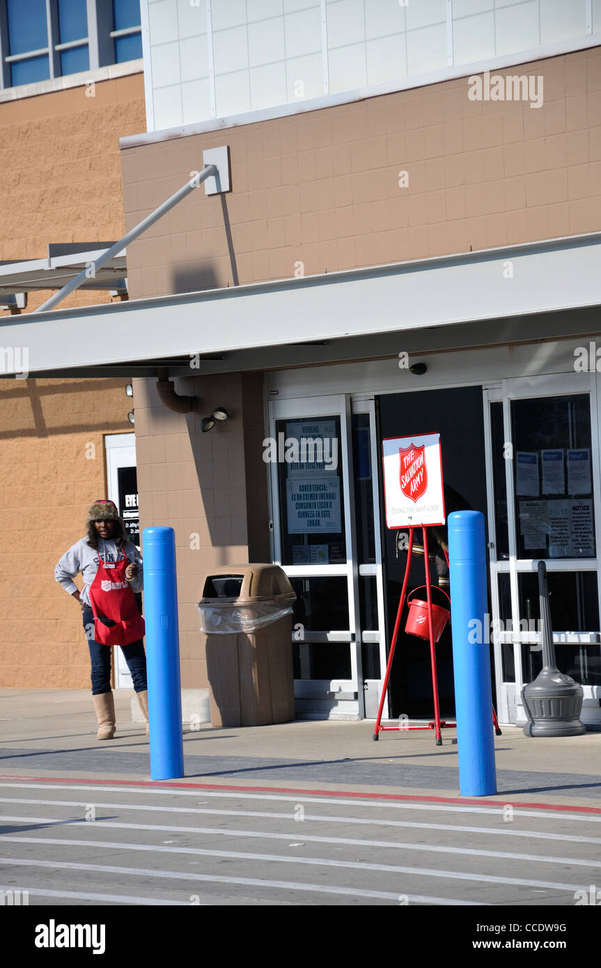 Salvation Army bell ringer, Texas, USA Stock Photo - Alamy