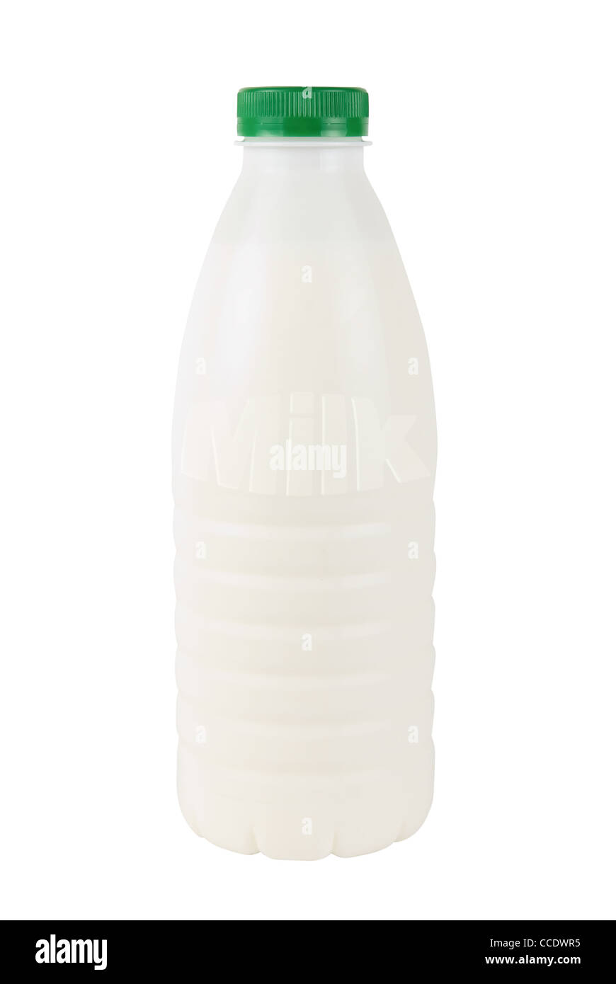 pouring fresh bottle of milk isolated over white Stock Photo - Alamy