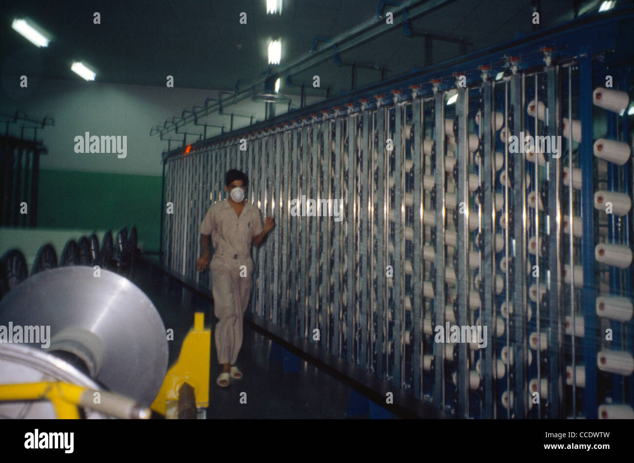 Dubai UAE Jebel Ali Tax Free Zone Weaving Factory Man Wearing Face Mask ...