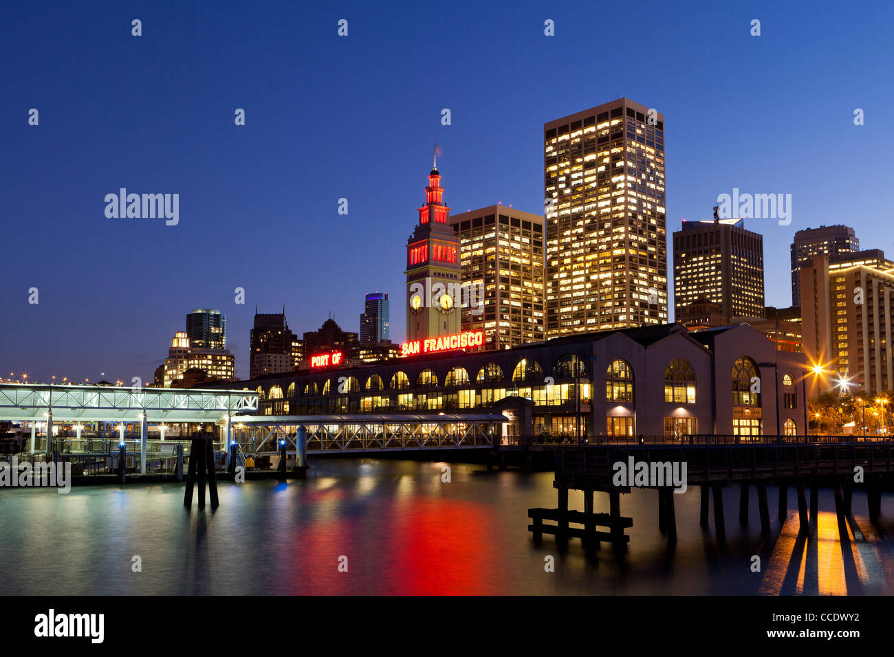 Port of San Francisco at night Stock Photo - Alamy