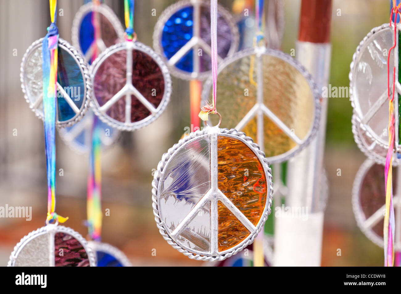 Stained glass peace medals Stock Photo - Alamy