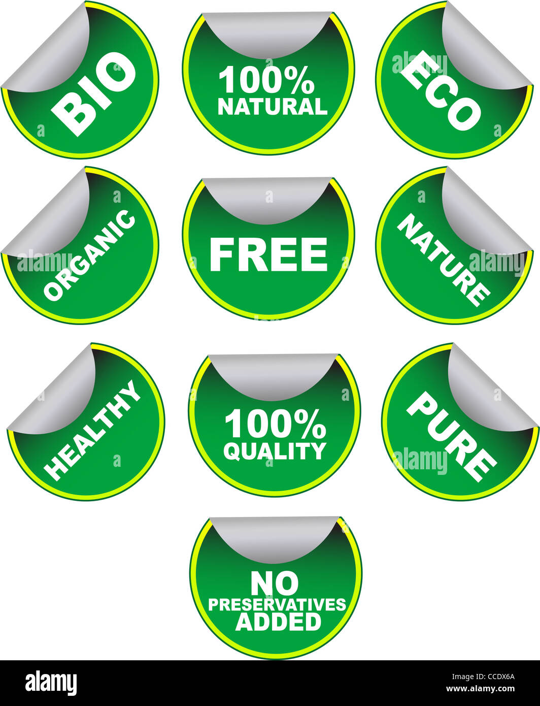 Set of green vector labels for organic, natural, healthy, bio food on ...
