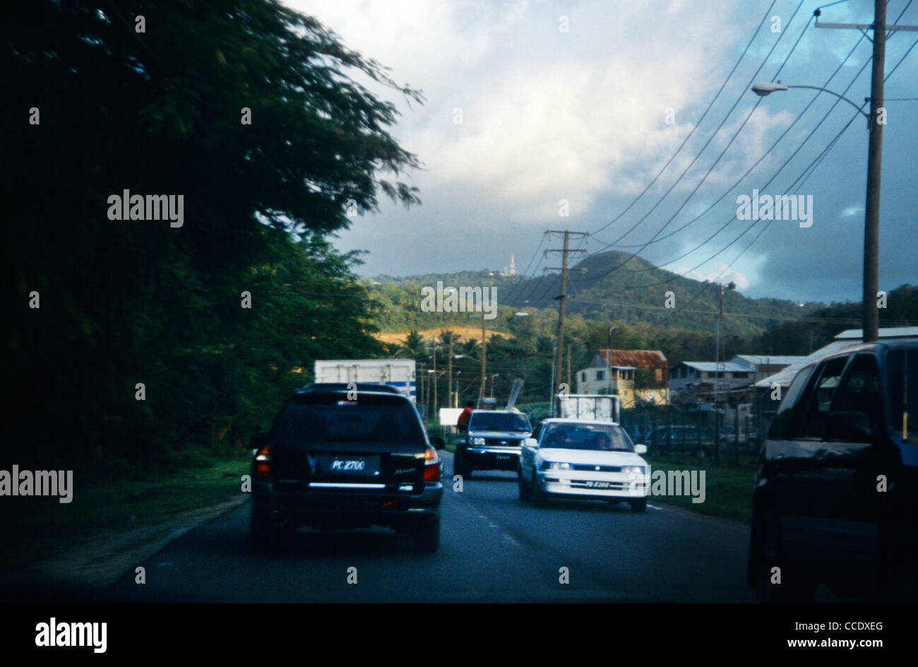 Castries St Lucia Rodney Bay Heavy Traffic On Road Stock Photo - Alamy