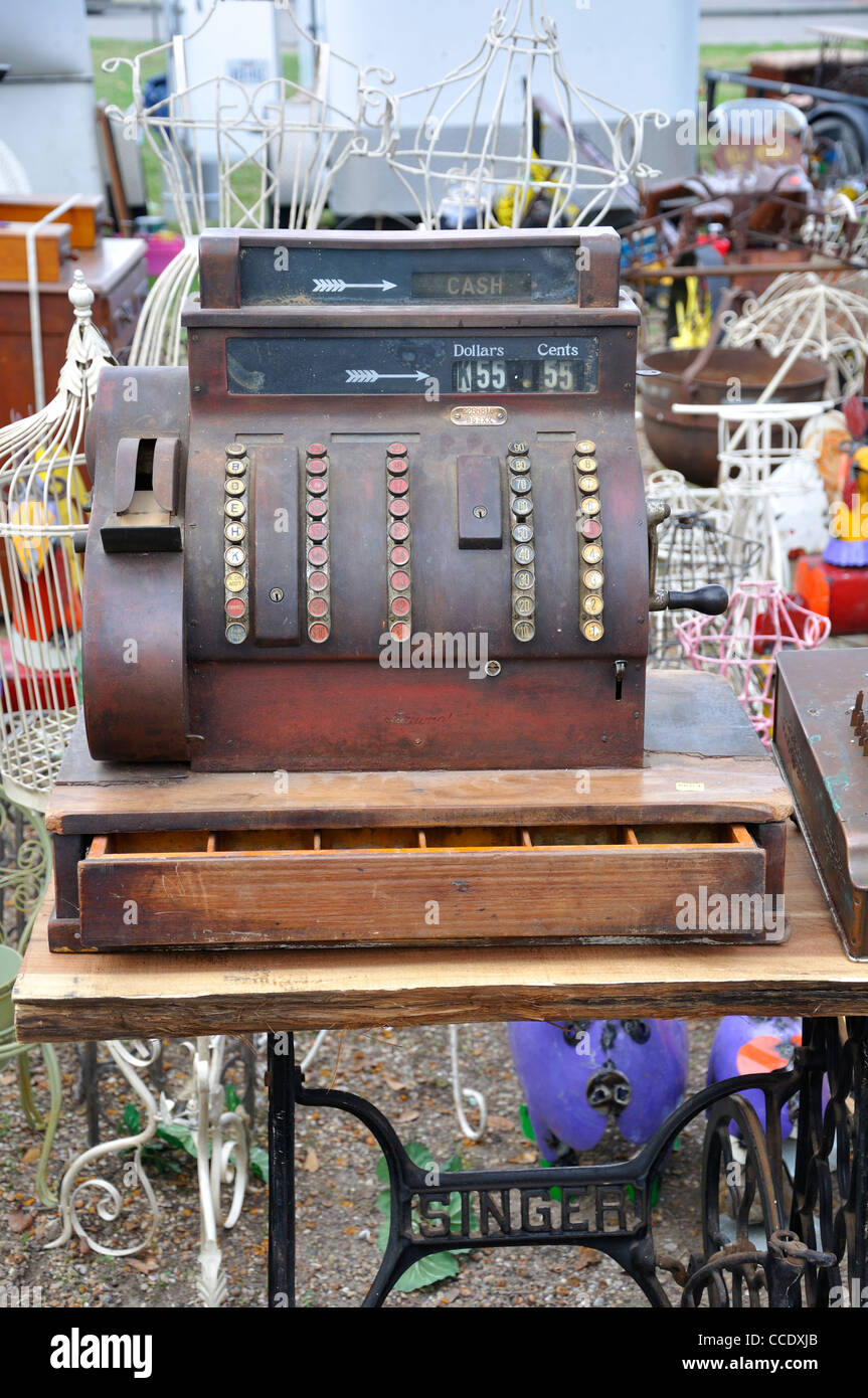 Old cash register at flea market Stock Photo - Alamy