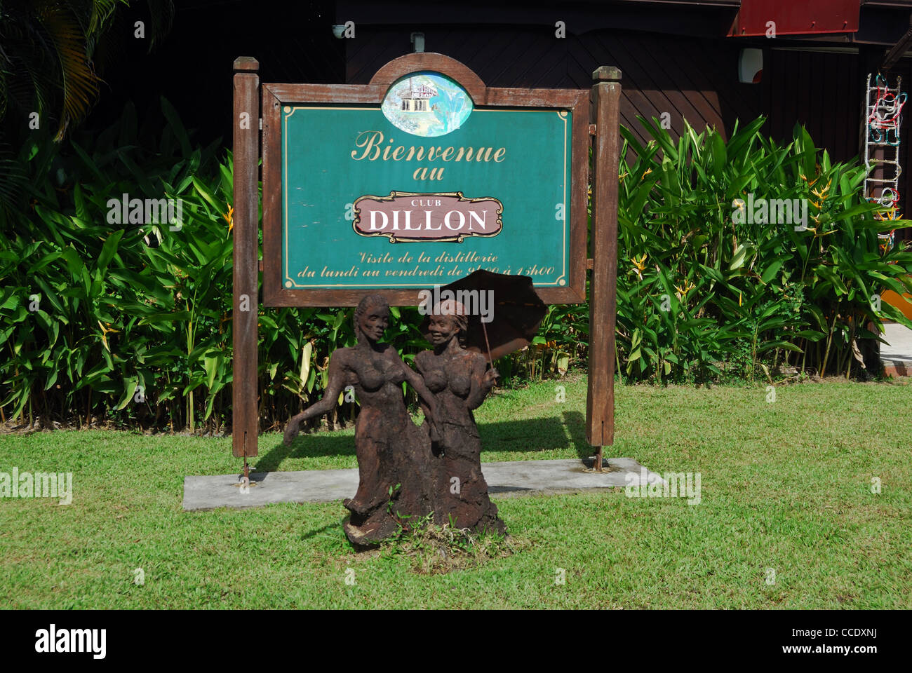 Dillon distillery welcome sign with statue in the foreground, Port de ...