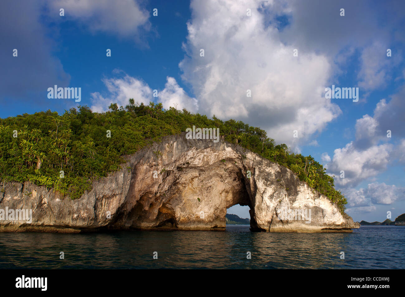 Rock Island at Raja Ampat with the big hole Stock Photo - Alamy