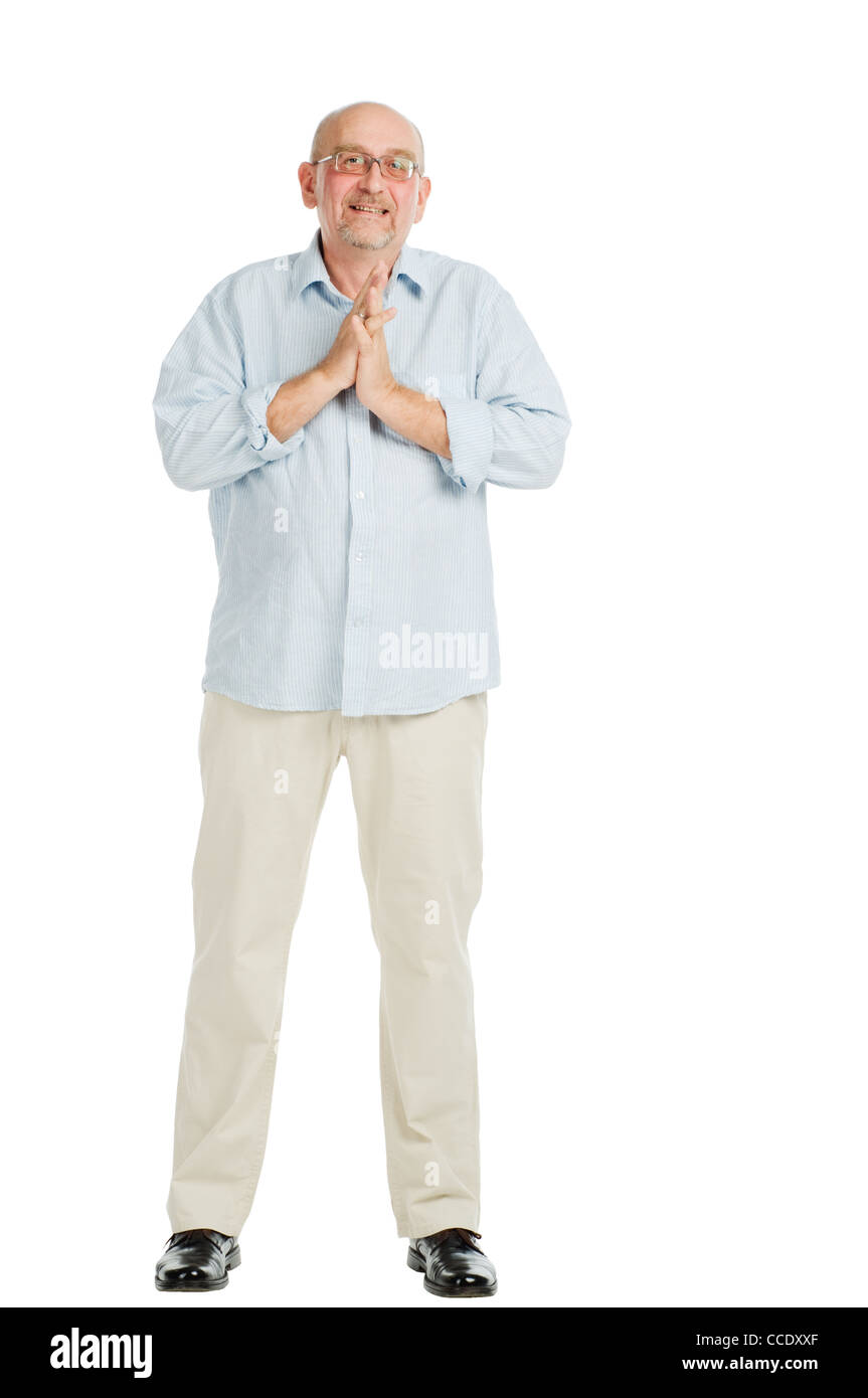 Tall mature man posing on white background Stock Photo - Alamy