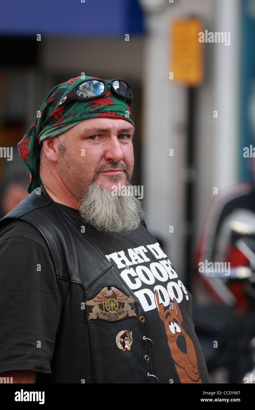 Hoggin the Bridge. Annual motorcycle event in Chepstow, Wales that sees ...