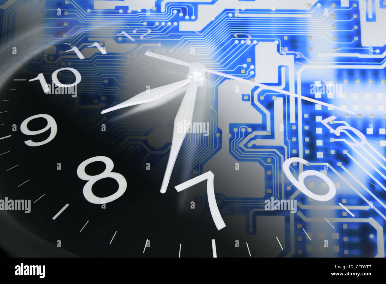Clock and Circuit Board Stock Photo - Alamy
