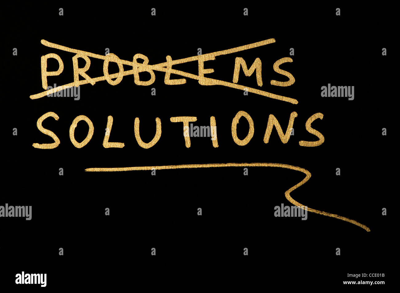 Problems and solutions concept text over black Stock Photo - Alamy
