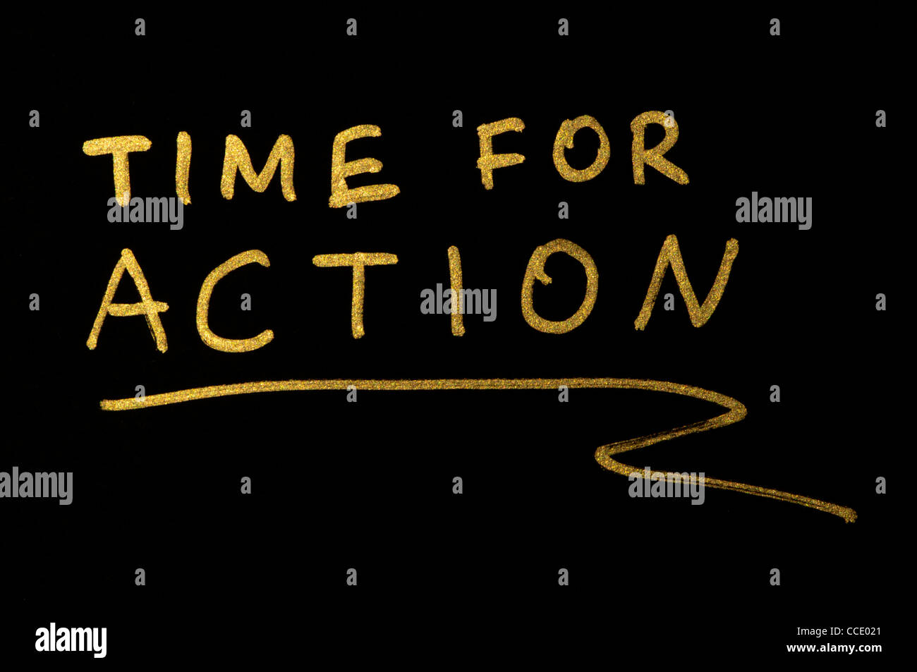 Time for action conception text over black Stock Photo - Alamy