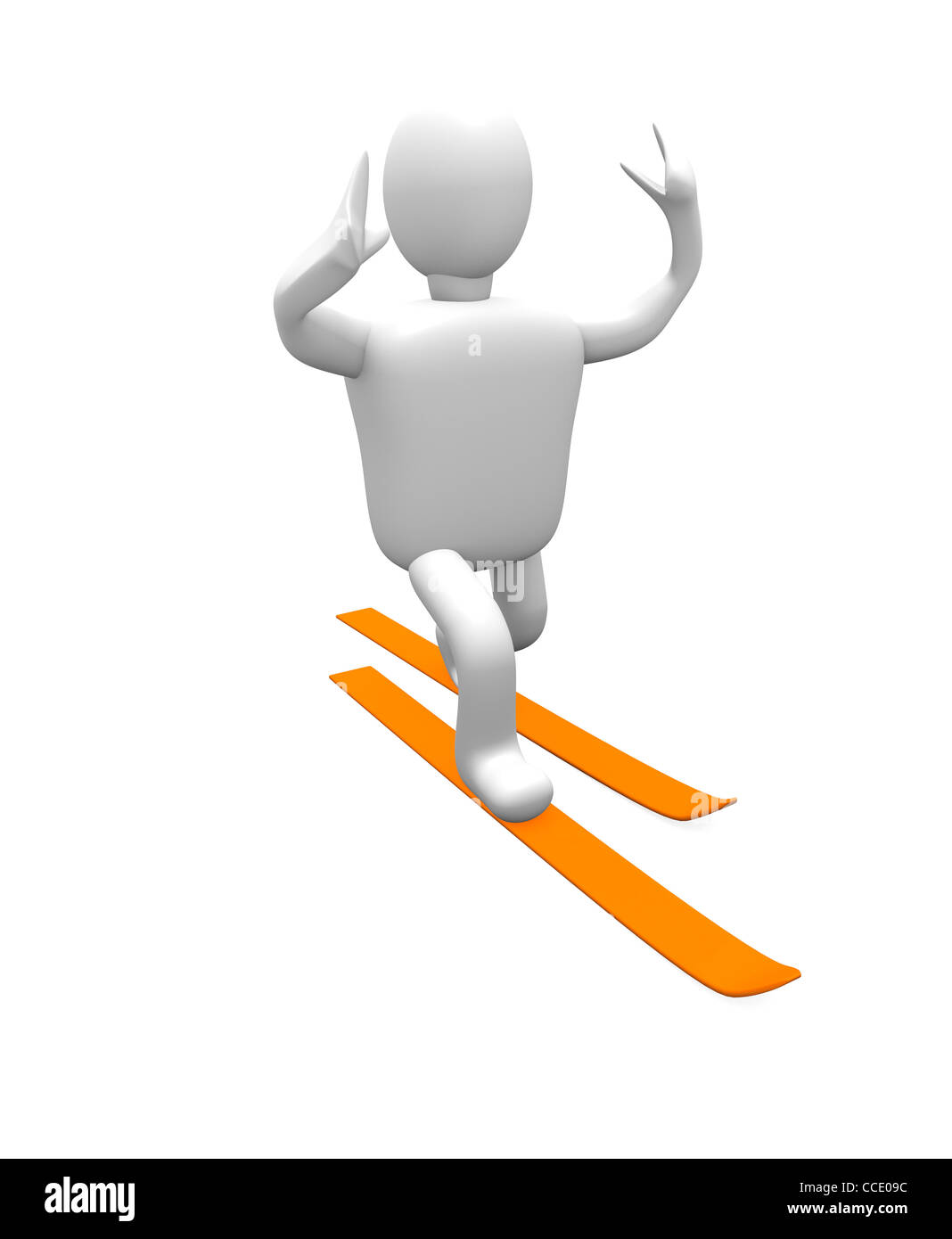 Man with ski in winning position, 3D image Stock Photo - Alamy