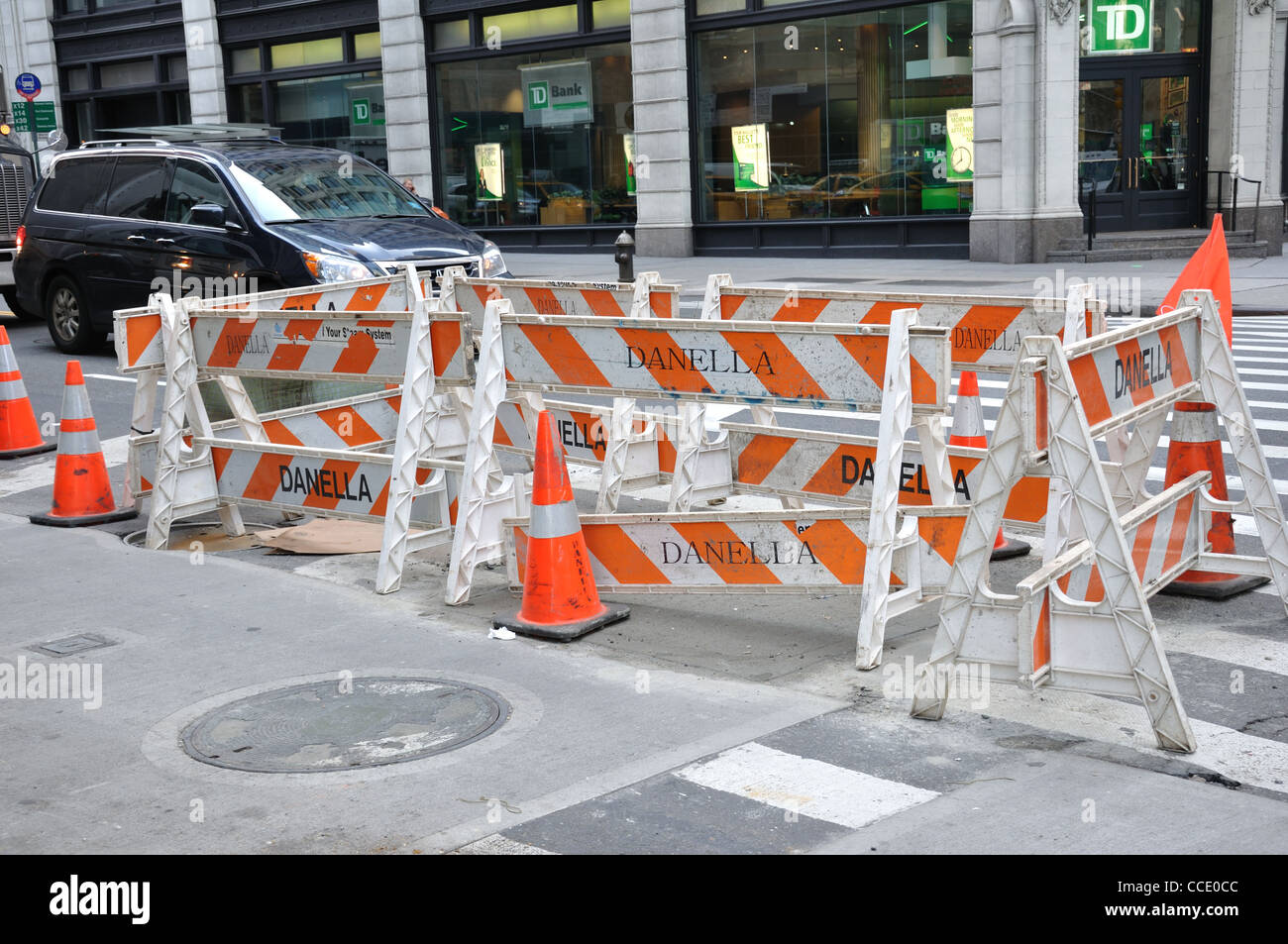 Construction barriers, New York City, USA Stock Photo - Alamy