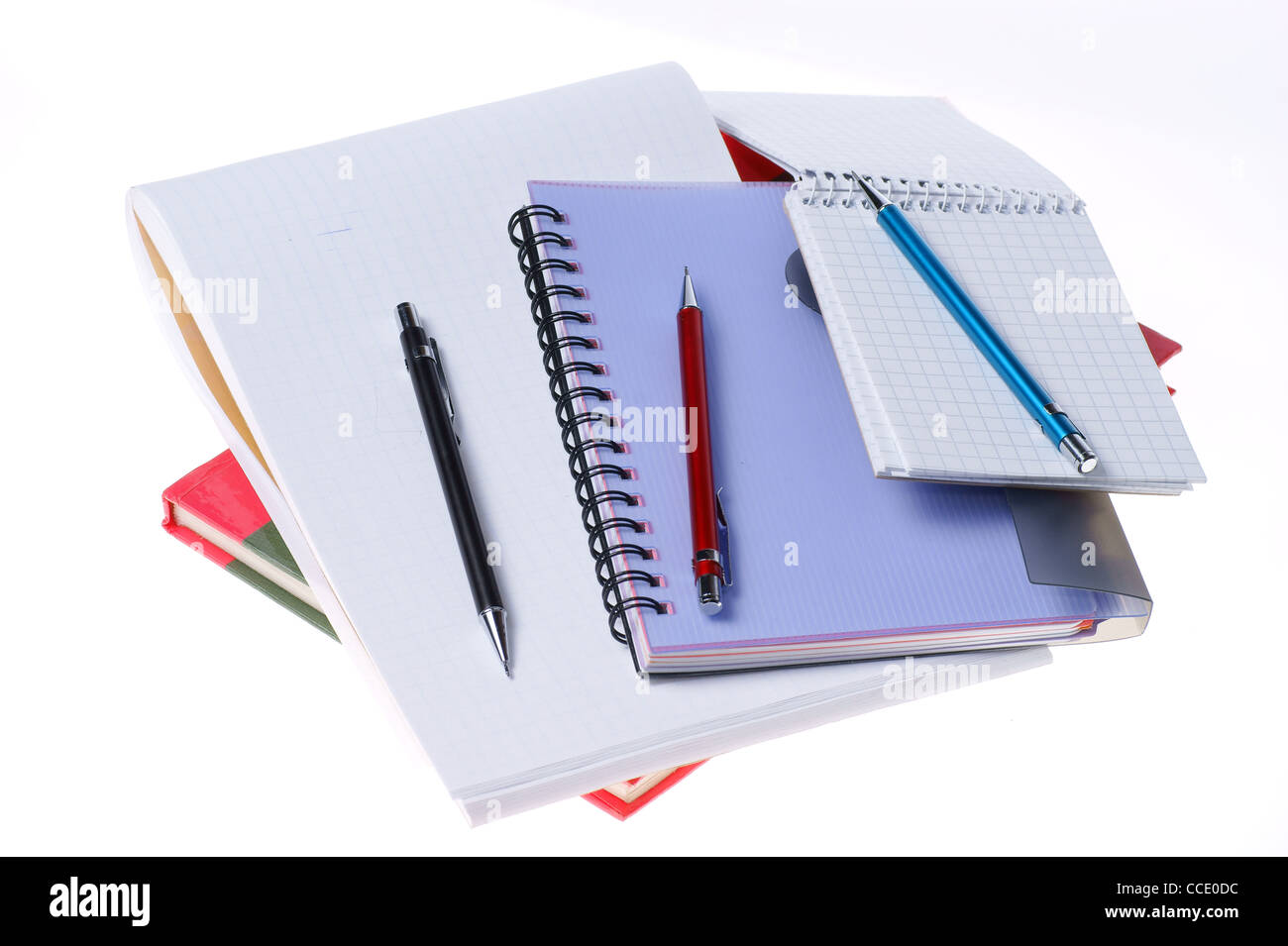 notebooks and pensils - school supplies Stock Photo - Alamy