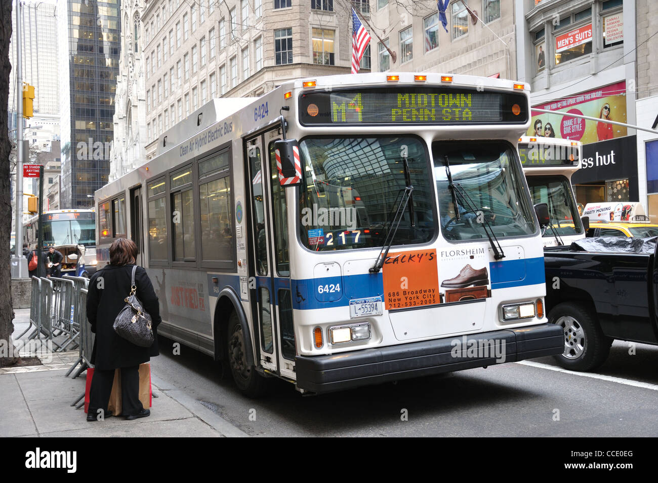 Bus stop, New York, USA Stock Photo - Alamy