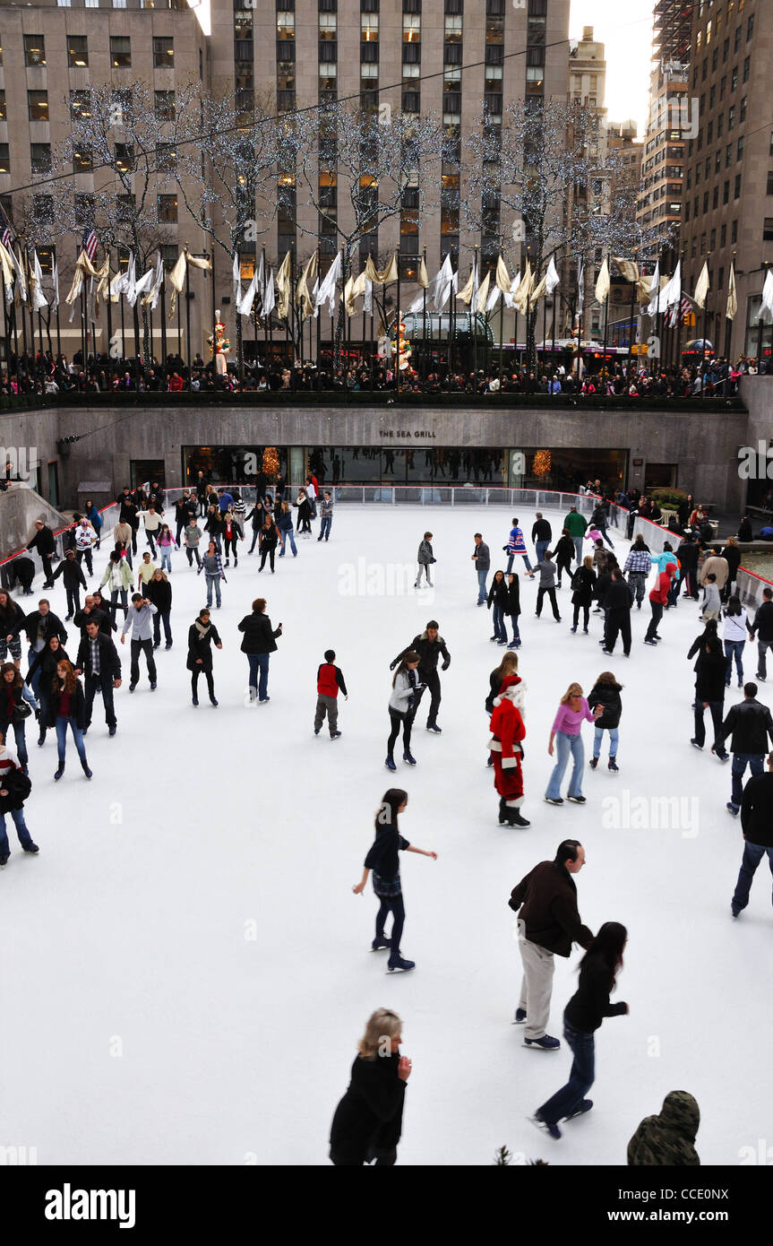 Ice skating rink at Rockefeller Center, New York City, USA Stock Photo ...
