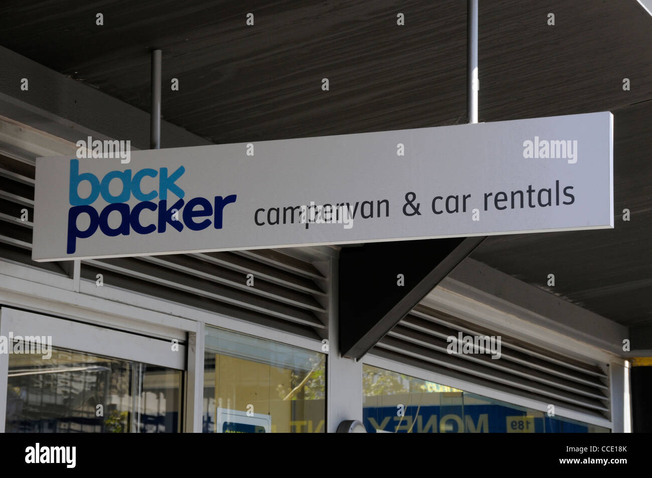 A backpacker sign at a car dealership in the Kings Cross area of Sydney ...