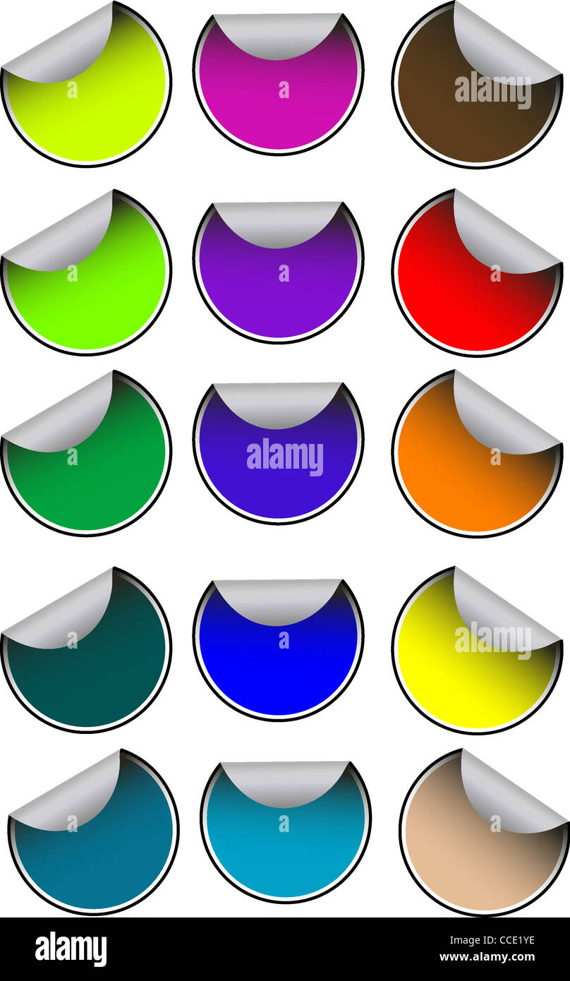 Vector many colored stickers on white Stock Photo - Alamy