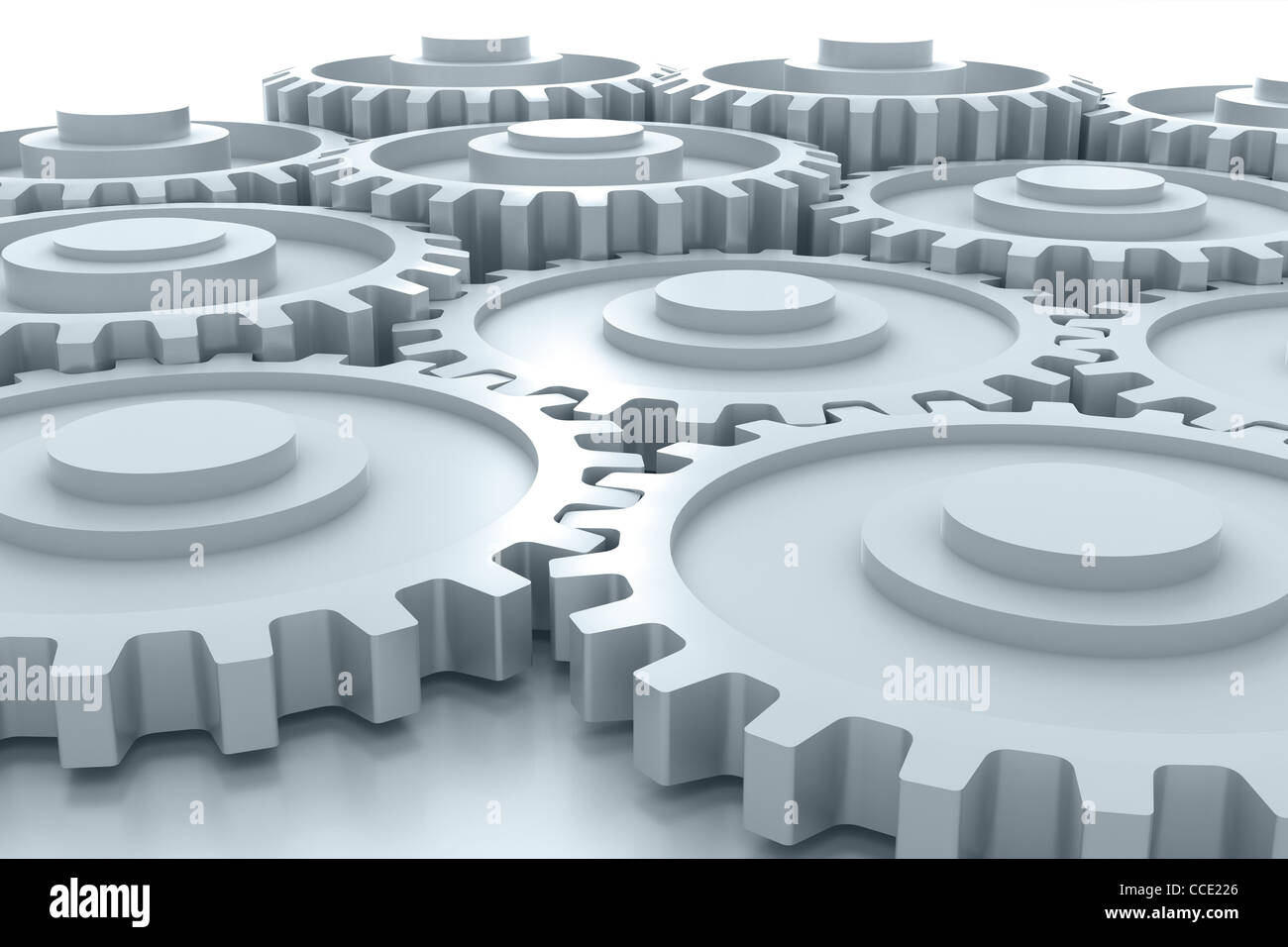 Gears in action on white background. (Digitally generated image Stock ...